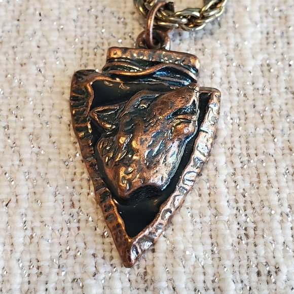 Jewelry | Vintage Pewter Arrowhead Wolf Necklace | Poshmark